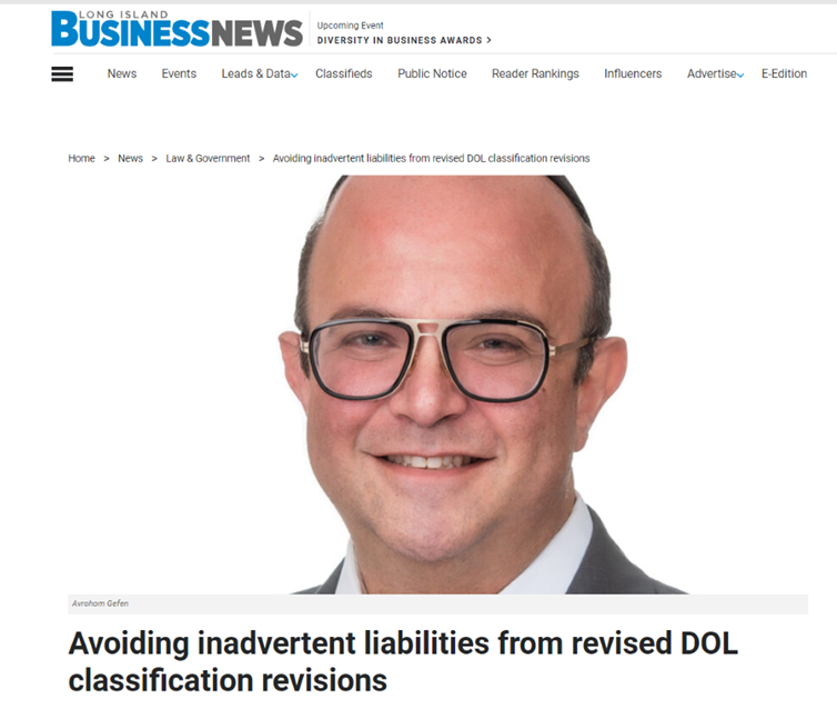 Partner Avrohom Gefen in LIBN: Avoiding Inadvertent Liabilities From ...